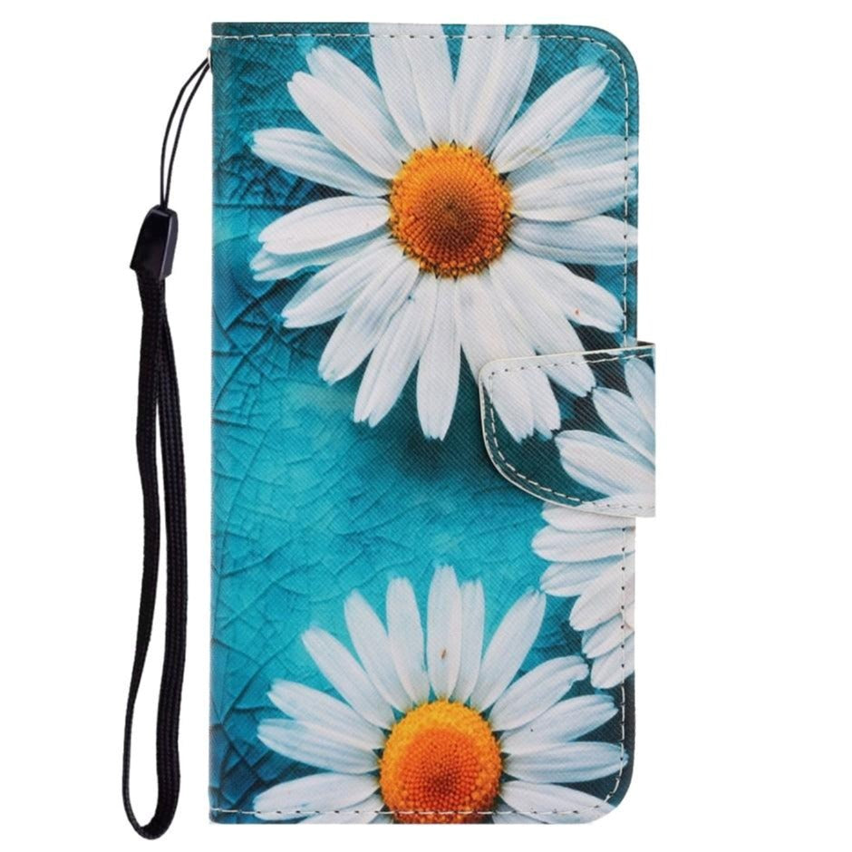 Samsung Galaxy M11 Læder Flip Cover m. Pung - Hvide Blomster – INCOVER.DK