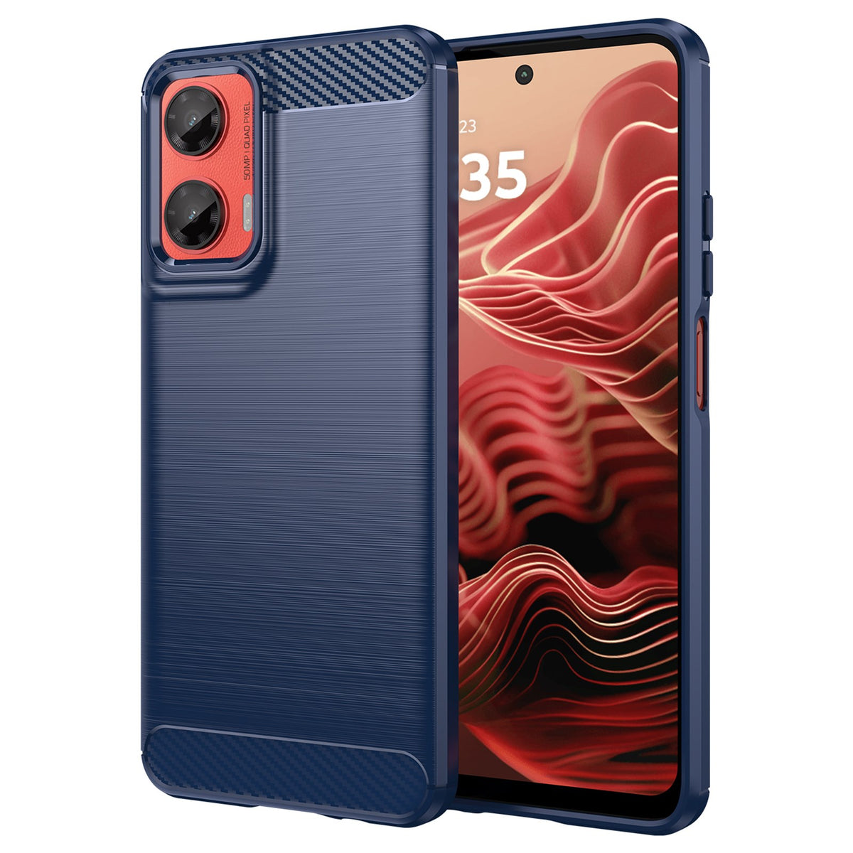 EIDERWOOD Motorola Moto G35 5G Cover m. Carbon Fiber Texture - Blå ...