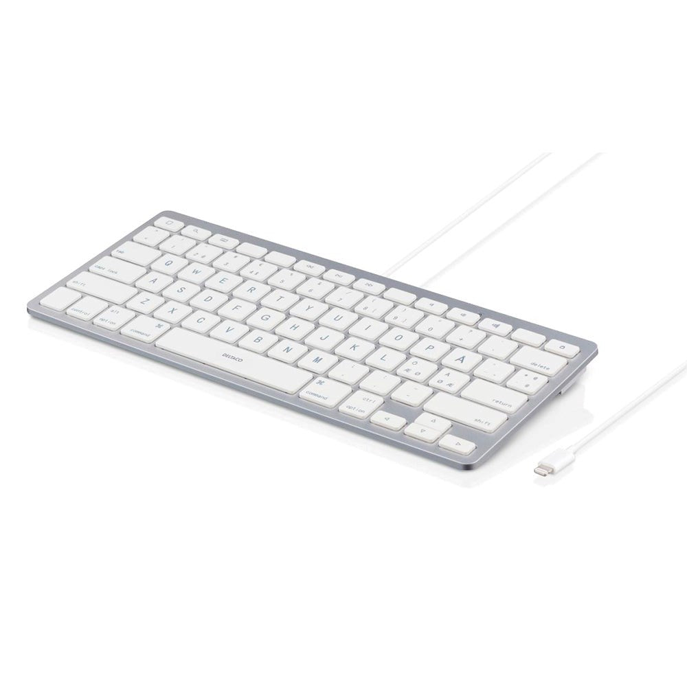 Deltaco Lightning Keyboard til iPad m. Nordisk Layout - Hvid / Sølv ...